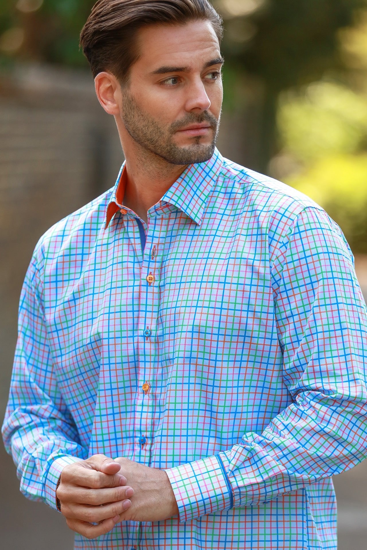 SKY MULTI CHECK PRINT SHIRT – Claudio Lugli Shirts